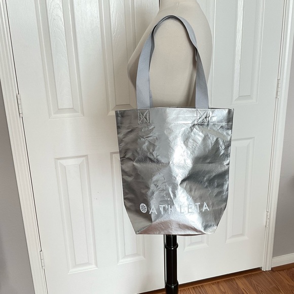 Athleta | Bags | Nwot Athleta Tote Silver Metallic 0 Recycled Material ...